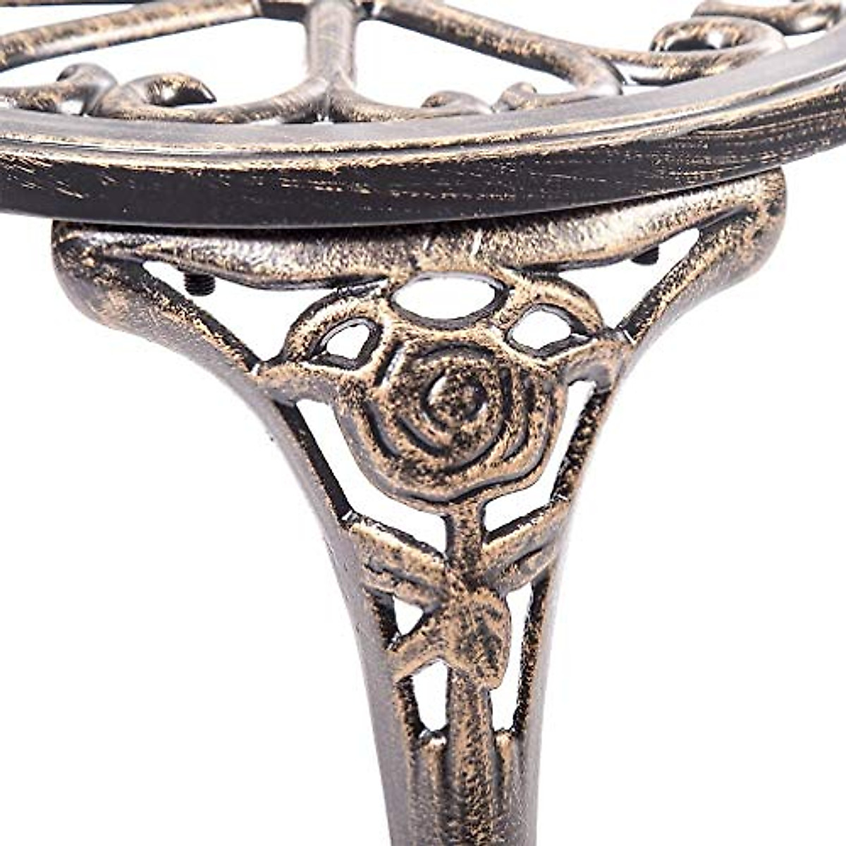 HGS Garden Bench Patio Benches Park Yard Outdoor Bench Furniture Cast Aluminum Rose Antique Metal Porch Path Bench Durable Lawn Bench, Bronze