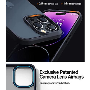 TORRAS Shockproof Designed for iPhone 14 Pro Case, [Military-Grade Drop Tested] Translucent Matte Hard Back with Silicone Slim Protective Anti-Fingerprint Anti-Scratch Phone Case Guardian 2022, Black