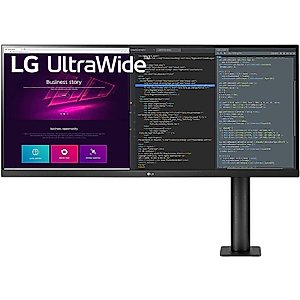 LG 34WN780-B UltraWide Monitor 34" 21:9 QHD (3440 x 1440) IPS Display, HDR10, AMD FreeSync, 3-Side Virtually Borderless Design, Ergo Stand - Black