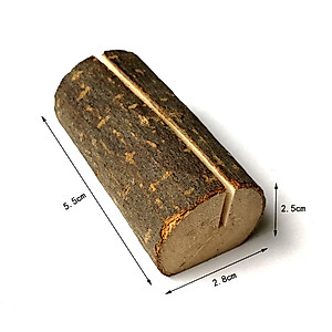 30 Pcs Rustic Wood Place Card Holders Party Wedding Table Numbers Cards Holder Stand Wooden Bark Memo Holder (C)