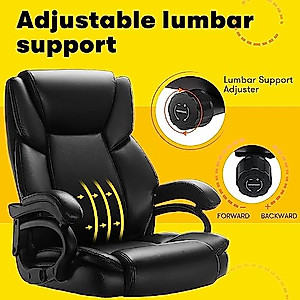 OFIKA Big and Tall Office Chair,400LBS Capacity Heavy Duty Office Chair for Heavy People, High Back PU Leather Executive Desk Chair with Wide Seat (Black)