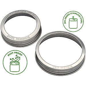 Stainless Steel Rust Proof Bands/Rings for Mason, Ball, Canning Jars (5 Pack, Regular Mouth)