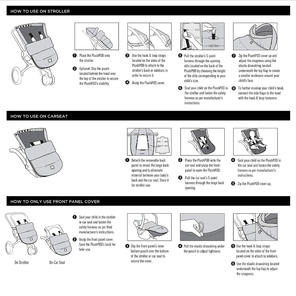 7AM Enfant Universal Stroller Footmuff - Water Repellent Winter Bunting Bag for Strollers & Car Seats, Soft Micro-Fleece & Plush Lined Stroller Footmuff for Baby Boy & Girl | TundraPOD