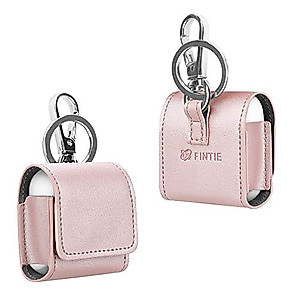 Fintie Case for AirPods 2&1, Premium PU Leather Magnet Closure Protective Portable Cover Skin with Metal Clasp and Keychain for AirPods 2&1, Rose Gold