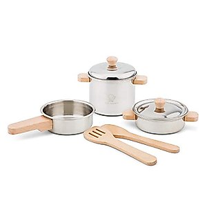 New Classic Toys Metal Pan Set - Pretend Play Toy for Kids Cooking Simulation Educational Toys and Color Perception Toy for Preschool Age Toddlers Boys Girls