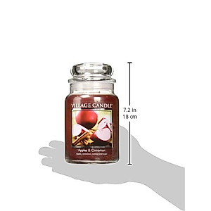 Village Candle Apples & Cinnamon Large Apothecary Jar, Scented Candle, 21.25 oz.