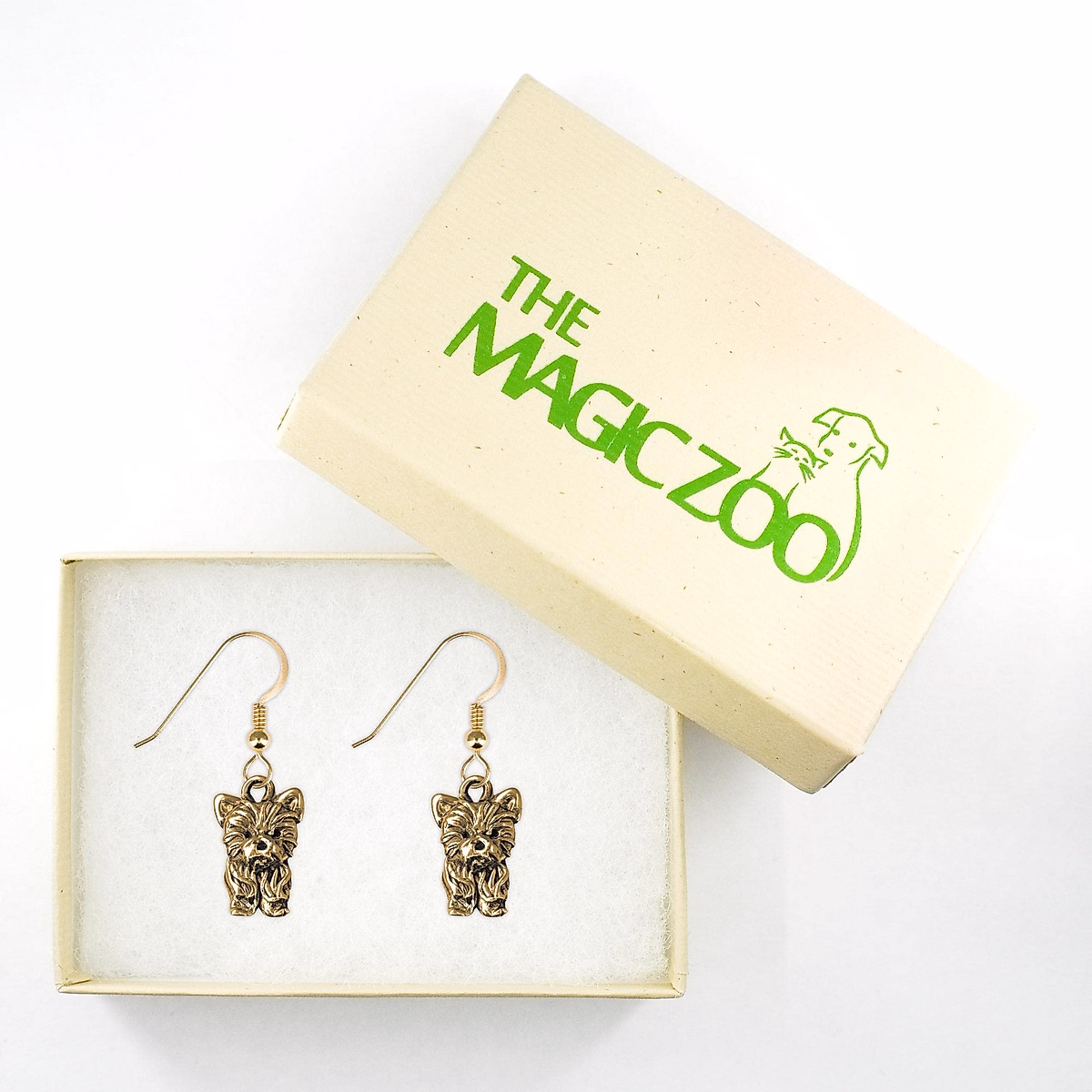 14k Solid Gold Yorkie Puppy Earrings by The Magic Zoo