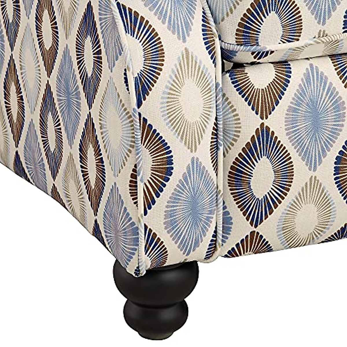 Elm Lane Blue Diamond Recliner Chair Modern Armchair Comfortable Push Manual Reclining Footrest Upholstered for Bedroom Living Room Reading Home Relax Office Napping