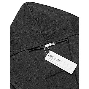 COOFANDY Men's Long Hooded Cardigan Ruffle Shawl Collar Open Front Lightweight Drape Cape Overcoat with Pockets Dark Grey