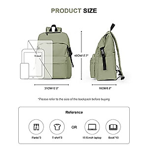 VGOCO School Backpack for Women Men,Middle High School Bookbag for Teens Girls Boys Small Travel Backpack Waterproof College Lightweight Cute Backpacks Casual Daypack Fits 15.6 Inch Laptop GREEN
