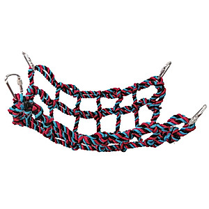Litewoo Bird Climbing Cotton Rope Net Toy Grid Hammock for Parrot Rat Chinchilla Ferret Swing Thick Chew Rope Hammock Hanging Cage Nylon Rope Nets Toys Cage Accessory (Medium Size)