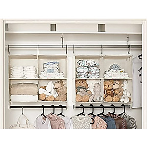 StorageWorks 4 Section Hanging Closet Organizer with Garment Rod, Storage Box with Lid