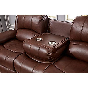Betsy Furniture Power Reclining Bonded Leather Living Room Set (Brown, Sofa+Loveseat+Chair)