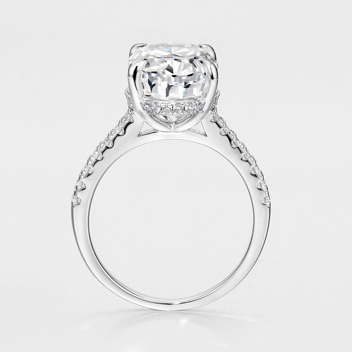 Michooyel Oval Cut 4ct Engagement Ring Sterling Silver Cubic Zirconia Rhodium Plated Solitaire Women‘s Ring Wedding Ring Promise Ring Wedding Band