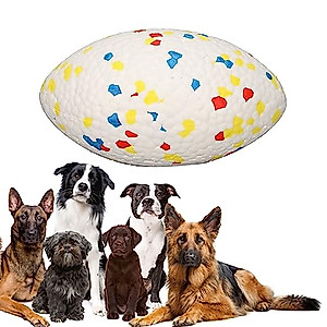 Dog Color Rugby Toy, Bite Resistant Teeth Grinding High Bouncing Power Interactive Floating Dog Chew Toy Balls, Aggressive Chewers Toys for Pet Dog Relieving Boredom