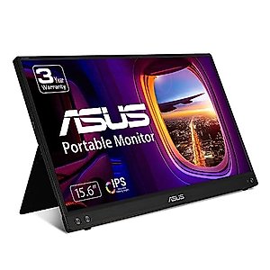 ASUS ZenScreen 15.6” 1080P Portable USB Monitor (MB16ACV) - Full HD, IPS, USB Type-C, Eye Care, Kickstand, for Laptop, PC, Phone, Console, Anti-Glare Surface, 3-Year Warranty,BLACK