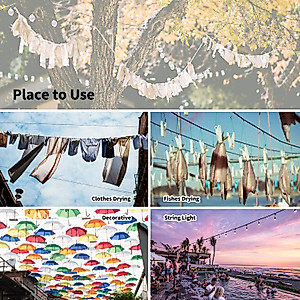 Brightown String Lights Hanging Kit for Outdoor, Includes 100Ft Stainless Steel(304) Suspension Rope Cable in Black Vinyl-Coated, Turnbuckle, Thimble, Hooks. Heavy Duty and Easy to Install