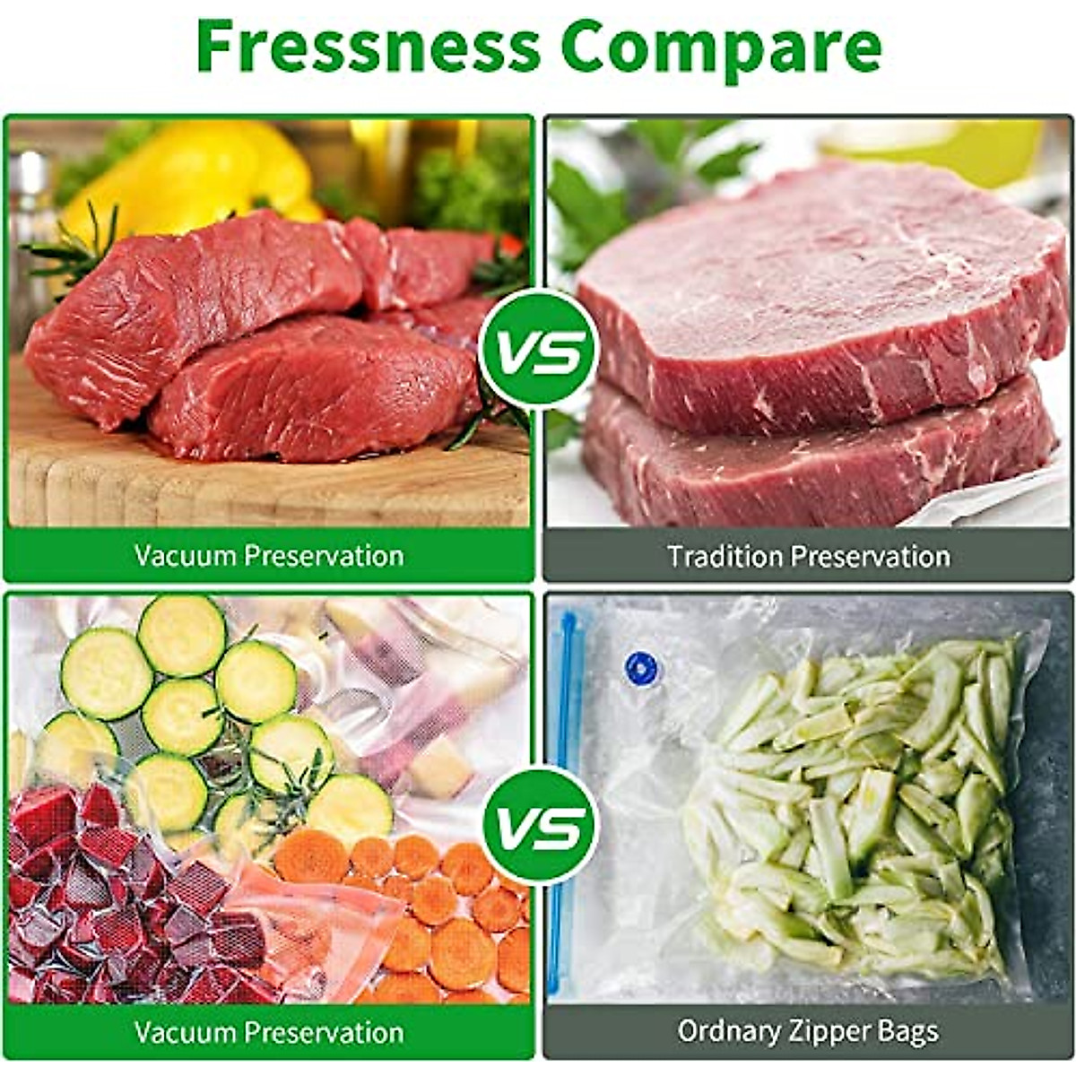 Vacuum Sealer Bags For Food Storage, Seal a Meal Bags,Vacuum Rolls 100 Pcs 8" X 12", BPA Free Heavy Duty Perfect for Sous Vide Cooker