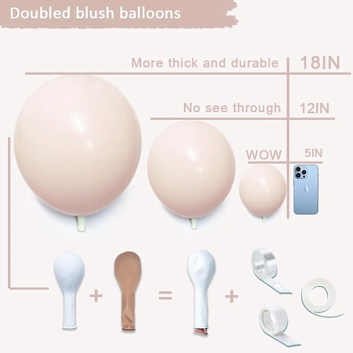 Double Stuffed Blush Balloons Different Sizes 18In 12In 5In Nude Balloon Garland Kit Pastel Cream Peach Latex Balloon Arch For Birthday Wedding Baby Bridal Shower Gender Reveal Bachelorette Supply
