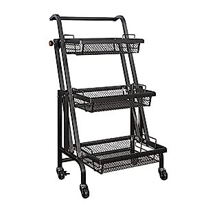 KTSCFS Kitchen Trolley Storage Rack Multilevel Storage Rack Parallel Folding Storage Trolley