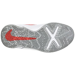 Nike Kid's Team Hustle D10 (GS) Basketball Shoe (4.5, Light Smoke Grey/Bright Crimson, Numeric_4_Point_5)