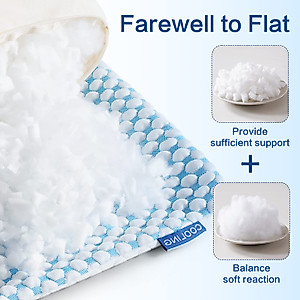 EASELAND Firm Pillow Shredded Memory Foam(Adjustable Loft), Cooling Breathable for Sleeping Queen Size 2 Pack