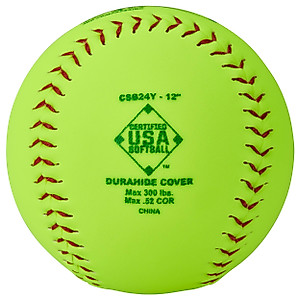 Champro ASA 12" Slow Pitch Softballs with Durahide Cover .52 COR, 12 Pack