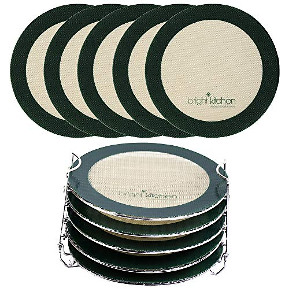 5 Dehydrating Sheets Compatible With Ninja Foodi Dehydrator - 8" Circle Non Stick Drying Herbs Chips Fruit Leather Jerky Food Liner Mats Pressure Cooker