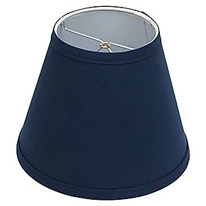 FenchelShades.com Lampshade 5" Top Diameter x 9" Bottom Diameter x 7" Slant Height with Clip-On Attachment for Standard Edison-Style Lightbulb (Linen Navy Blue)
