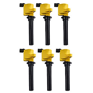 ENA Set of 6 Yellow Ignition Coil Pack 2001-2008 Compatible with Ford Mercury Mazda Tribute Mariner Escape Five Hundred Freestyle Montego Taurus Sable V6 3.0L Replacement for DG500 DG513 FD502