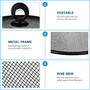 HEMOTON Mesh Food Cover Stainless Steel Mesh Dome Food Cover Protector, Round Mesh Screen Food Tent for Kitchen, Outdoor, Picnic, Reusable, Large,15.7-Inch