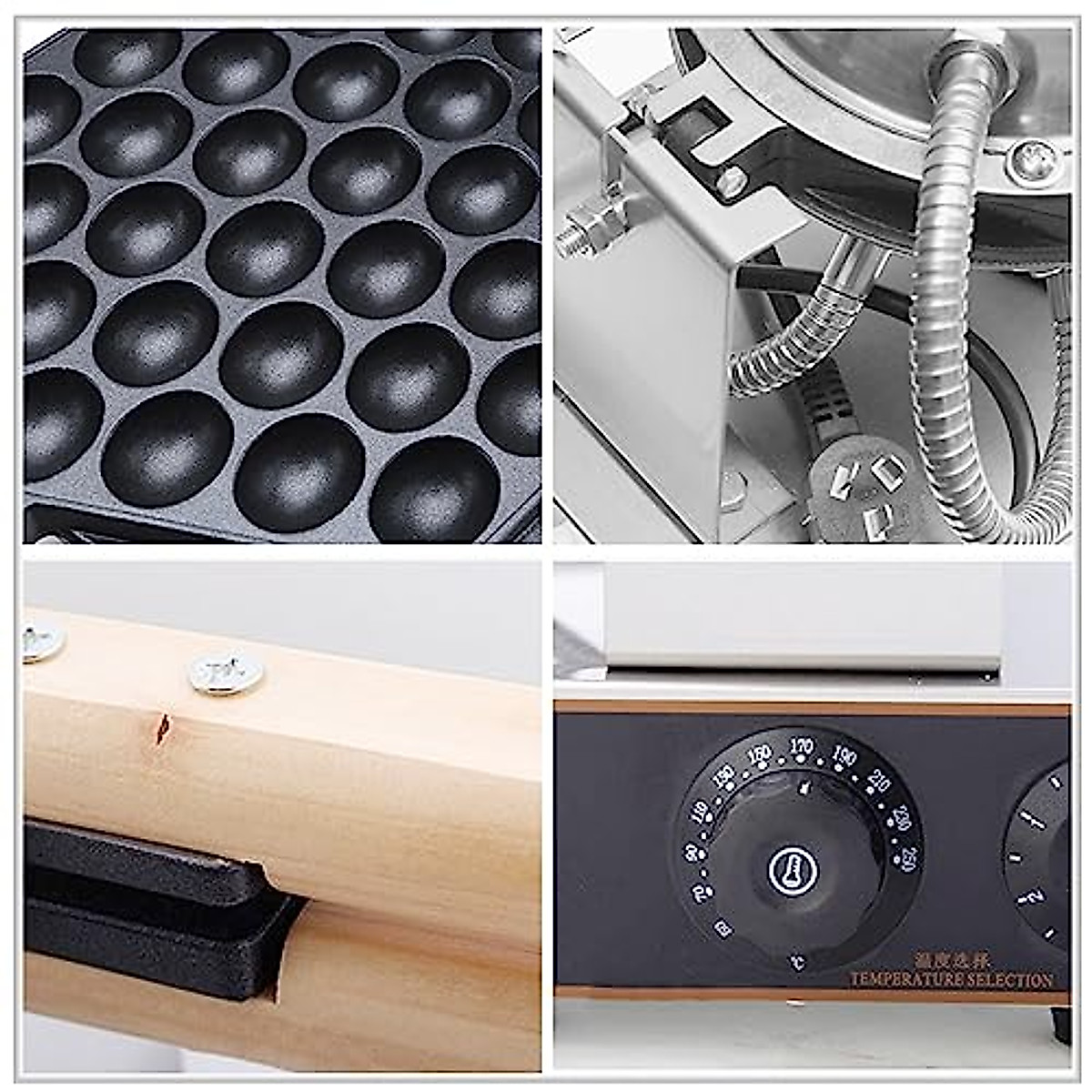 Electric Ice Cream Cone Waffle Maker Machine 1400W Non-Stick Rotatable Waffle Baker Machine with 50~300℃ Temp Range for Bakery, Restaurant, Snack Bar or Household