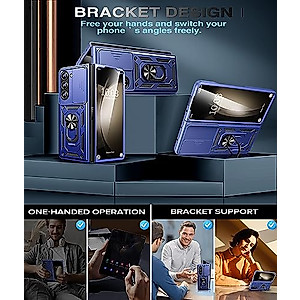 Neivi Case for Samsung Galaxy Z Fold 5 Case with Magnetic Kickstand Slide Camera Cover Protector[8FT Military Shockproof Protection] Bumper Car Mount Phone Case Samsung Z Fold 5 5G (Blue)