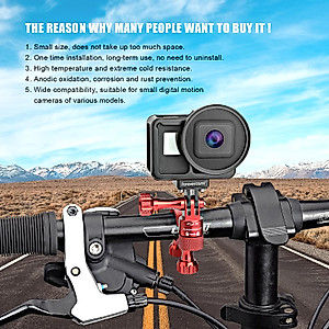 Forevercam Bike Handlebar Mount for Gopro Hero 13/12/11/10/9/8/Insta360/AKASO/DJI Osmo Aluminum Bike/Motorcycle Mount 360°Rotation and Lock Any Direction（Red）