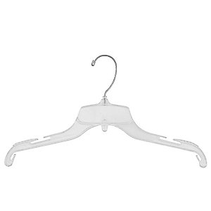NAHANCO 94400 Plastic Top Hanger, Molded Non-Slip Shoulders, Clear Break Resistant, 15" (Pack of 100)