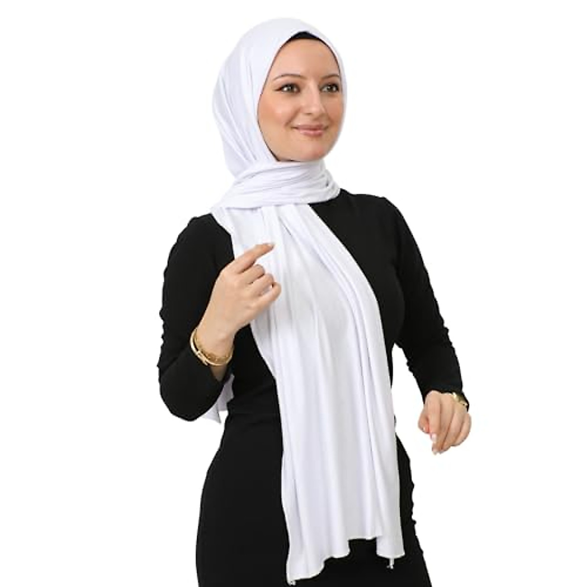 Prien Hijab for Women Viscose Scarf Lightweight Muslim Hijabs Long Shawl Islamic Scarves Turkey Silk Headscarf for Womens (White)