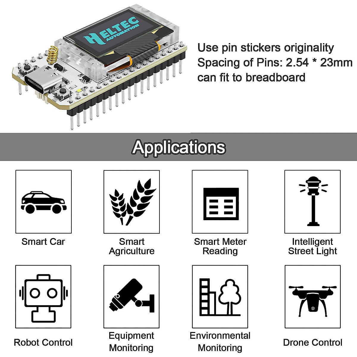MakerFocus ESP32 LoRa V3 Development Board with 915 MHz Antenna Integrated WiFi Bluetooth SX1262 CP2102 0.96-inch OLED Display Type C for Meshtastic IoT Arduino Intelligent Scenes