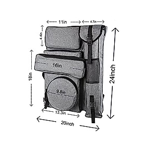 FOUR BROTHER TOGETHER Art Portfolio Case 24X20 inch 4K Painting Sketch Pad Storage Bag, Gray Art Combination Handbag, Backpack,for Sketch, Poster, Oil Painting, Palette, Paints, Brushes Pencils