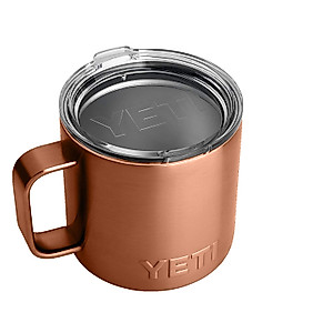 YETI Rambler 14 oz Mug, Stainless Steel, Vacuum Insulated with Standard Lid, Copper