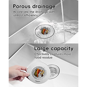 Kitchen Sink Drain Strainer, Flippable Mesh Sink Strainer, Wokdada 304 Stainless Steel Sink Screen, Easy Clean Large Basket Strainer, Anti-Clog Garbage Disposal Cover Fit for Standard 4-1/3 Inch Drain