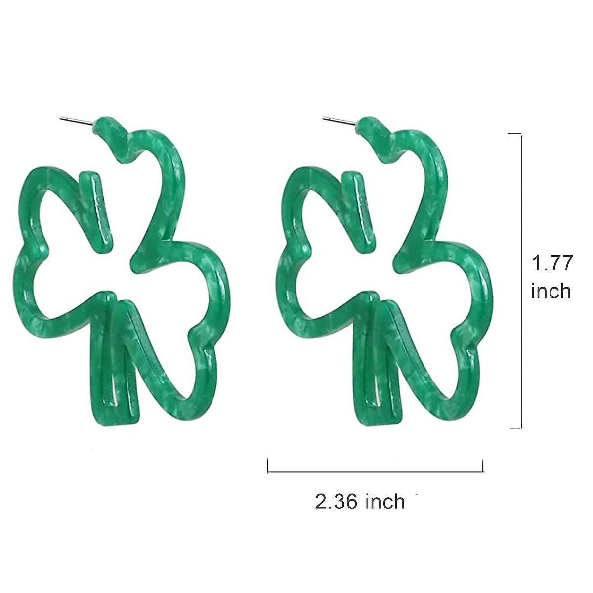 Green Shamrock Hoop Earrings St Patrick's Day Irish Good Luck Acrylic Resin Clover Hoop Earrings for Women Jewelry Gift