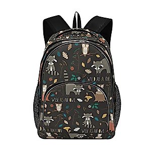 ALAZA Raccoon Owl Cartoon School Bag Casual Daypack Book Bags for Primary Junior High School