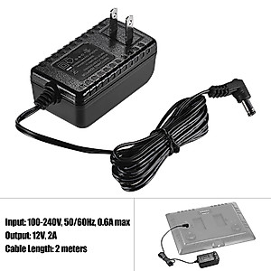 YONGNUO 12V 2A Standard Power Adapter with US Plug Wide Voltage 100-240V for YONGNUO YN300III YN216 YN1410 YN300Air YN160III YN168 YN360 LED Video Light