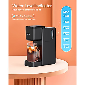 Tastyle Coffee and Tea Maker, 3 in 1 Single Serve Brewer for K Cup, Grounds & Tea, Hot and Iced Coffee Maker with 4 Brew Styles and 16oz Water Reservoir, Fits 7.3'' Travel Mugs, Black
