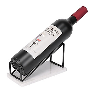 HarJue Tabletop Wine Rack, Wine Racks Countertop, Perfect Metal Wine Bottles Holder with Elegant Marble Base for Wine Lovers, Freestanding Wine Bottle Storage-Stylish Matte Black