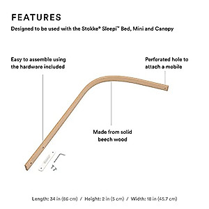 Stokke Sleepi Drape Rod, Natural - Made from Solid Beech Wood - Compatible with Stokke Sleepi Crib/Bed & Mini