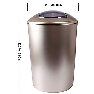 HMANE 10L Swing Lid Trash Can,Wastebasket Dustbin Garbage Bin With Swing Top - (Gold)
