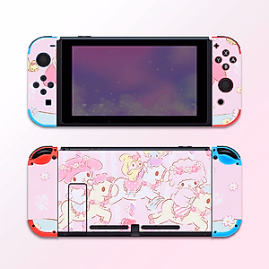 BelugaDesign Hello Melody Switch Skin | Cute Pastel Sticker Wrap Vinyl Decal | Bunny Animal Anime Kawaii Japanese Cartoon Game l Compatible with Nintendo Switch (Switch Standard, Pink)