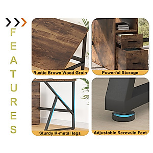 IBF 79" Two Person Office Desk,Large Double Long Pc Desk with File Drawer, 2 Person Computer Desk with Storage Cabinet Shelf, Industrial Wood Modern Work Dual Computer Table for Home, Rustic Brown
