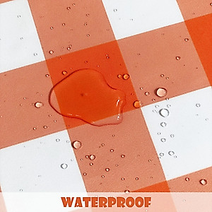 SuQKXCo Fall Round Tablecloth Orange White Autumn Buffalo Plaids Table Cloth 60 inch Thanksgiving Table Cloths Cover Mat Spill Proof Table Covers for Kitchen Party Dinner Tabletop Decoration